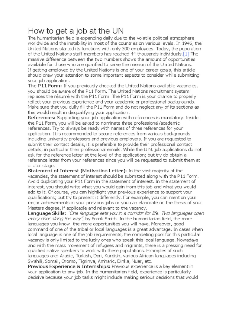 How To Get A Job at The UN | Download Free PDF | United Nations ...