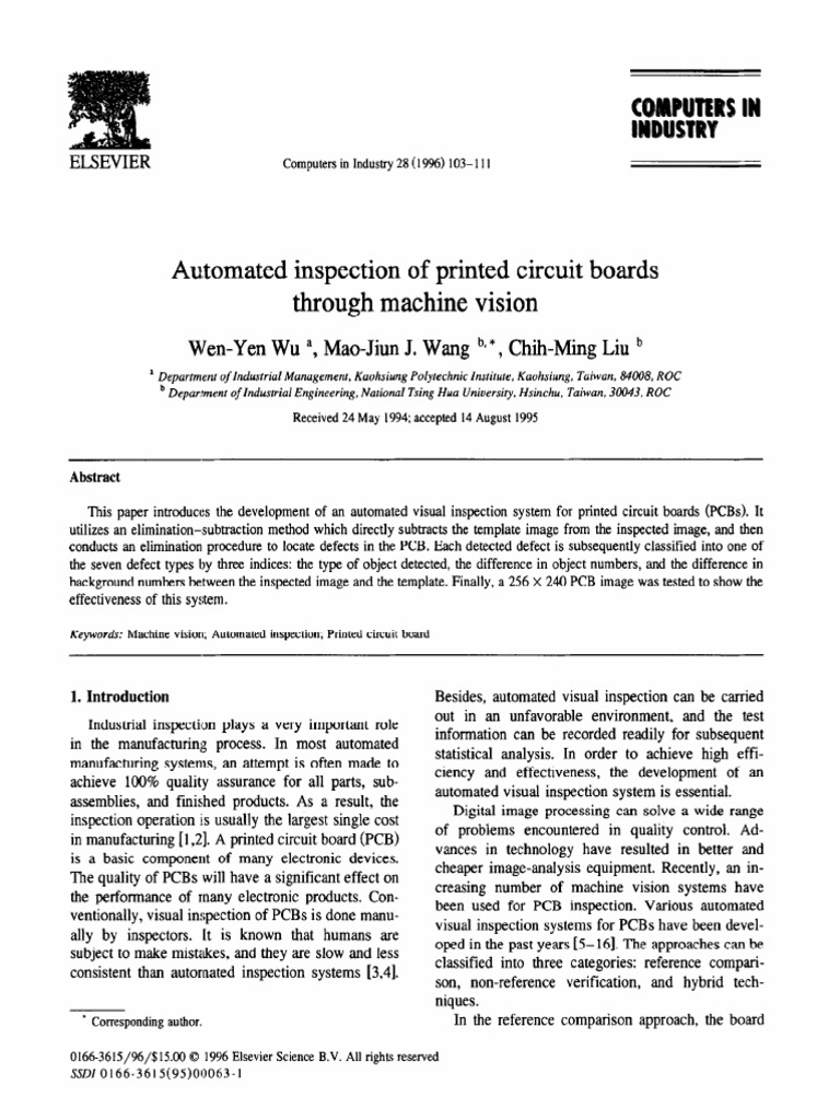 Automated Inspection of Printed Circuit Boards Through Machine Vision ...