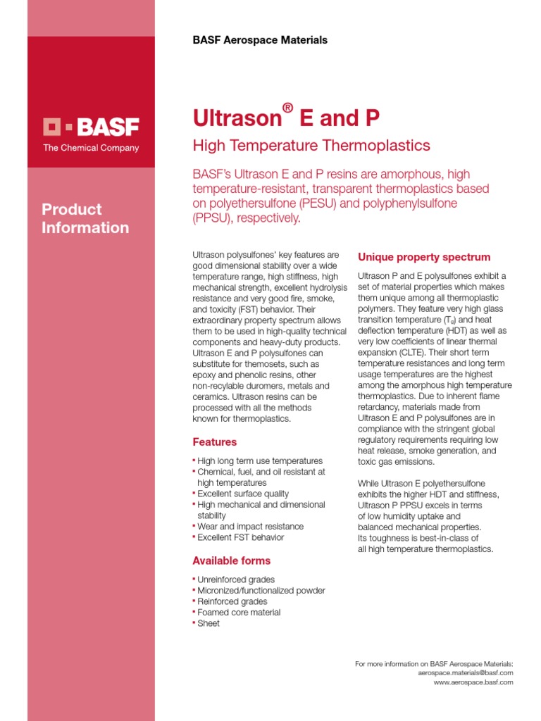 BASF Ultrason E and P DS USL Sfs | PDF | Thermoplastic | Epoxy