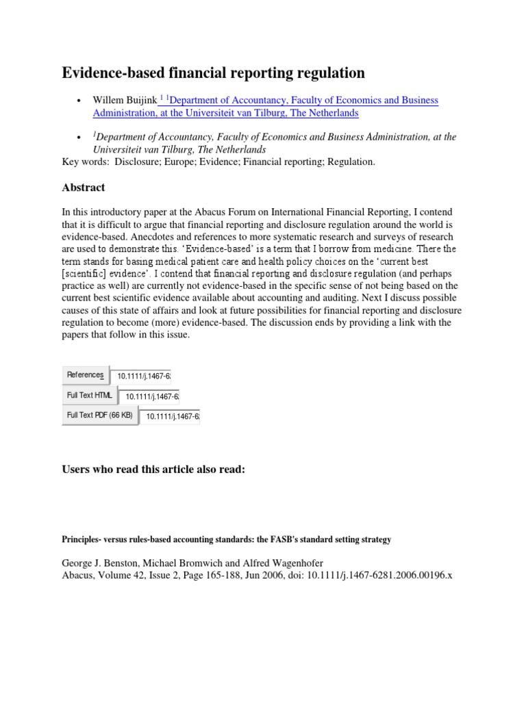 Evidence Based Acctg Standards | PDF