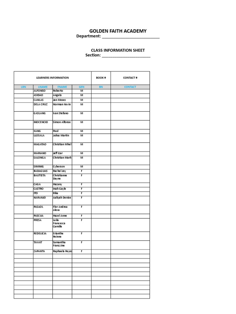 GFA Subject Grade Sheet | PDF