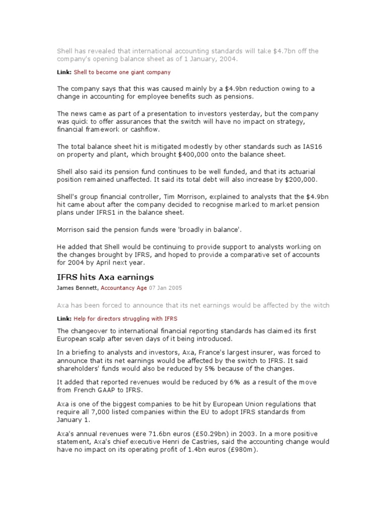 Shell Has Revealed That International Accounting Standards W | PDF
