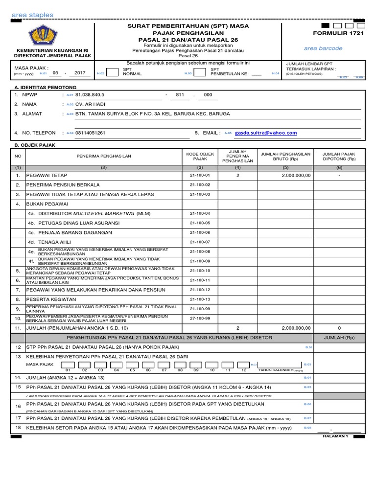 SPT PPH Pasal 21 - 05 PDF | PDF