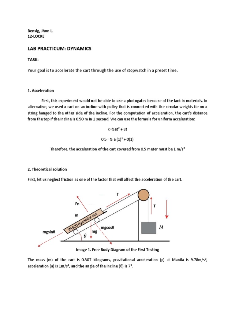 Lab Practicum: Dynamics: Task | PDF | Kilogram | Mass