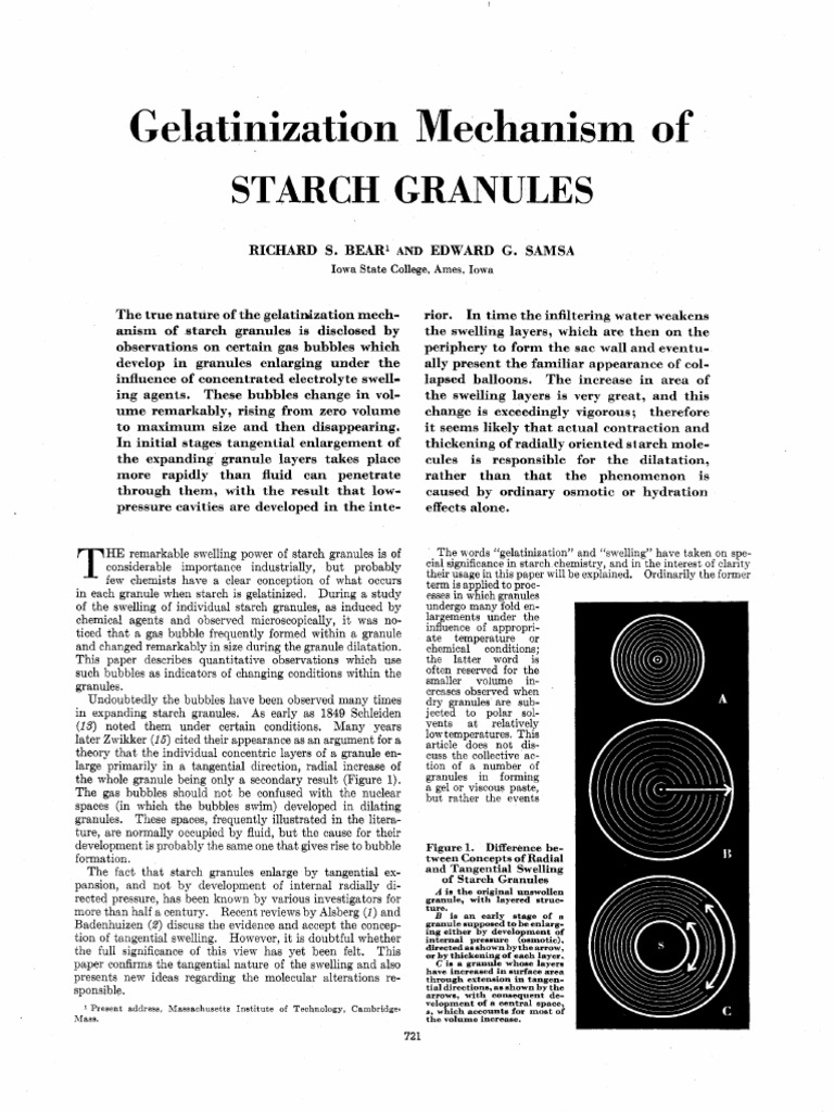 Gelatinization Mechanism of STARCH GRANULES | PDF | Gases | Starch