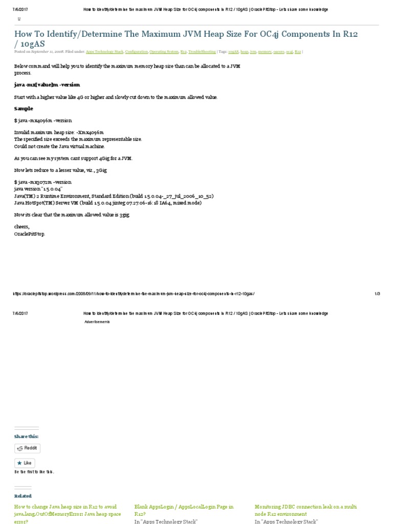 How To Identify - Determine The Maximum JVM Heap Size - My Notes | PDF ...