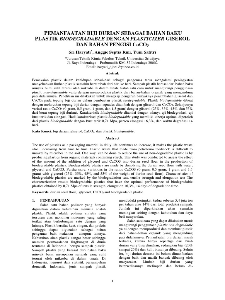Plastik Biodegradable dari Biji Durian | PDF