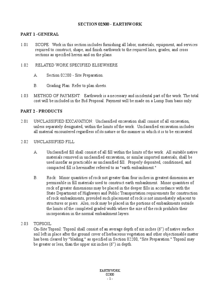 Unclassified Excavation and Earthwork Guide | PDF | Topsoil ...