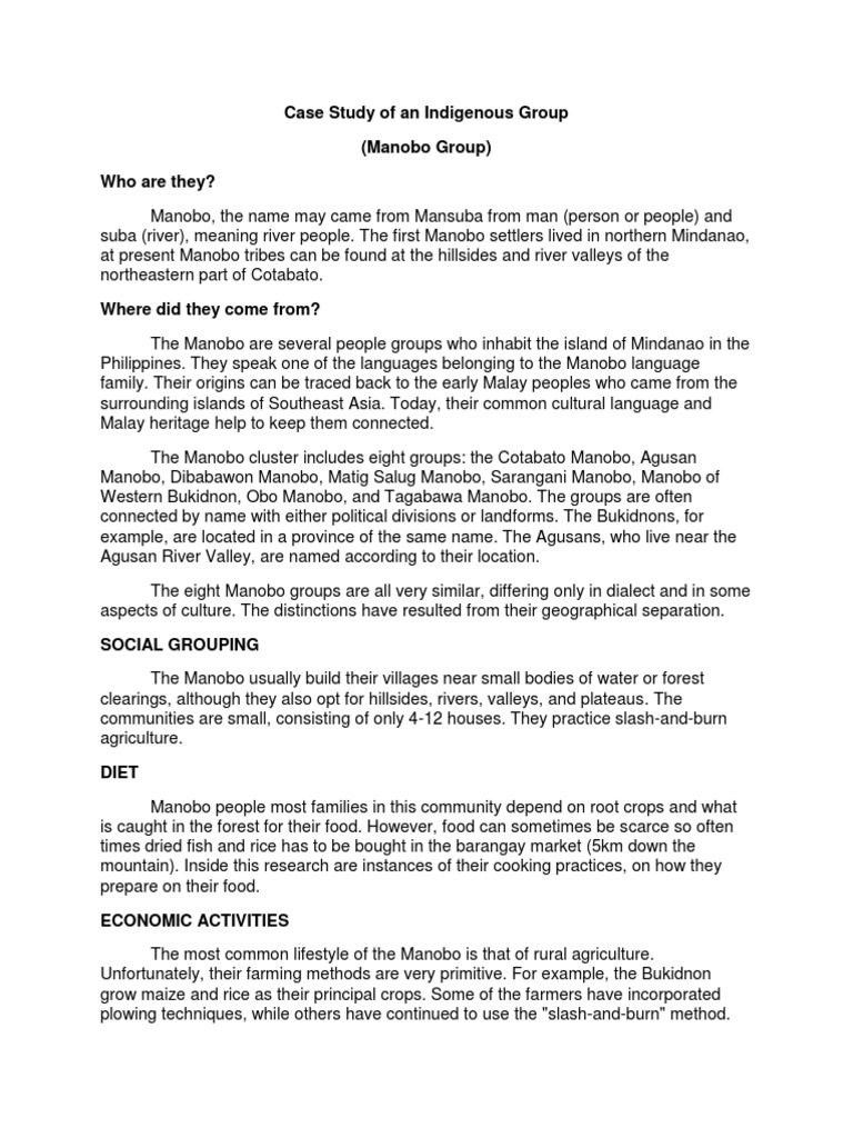Cultural Traditions and Way of Life of the Manobo Indigenous Group ...