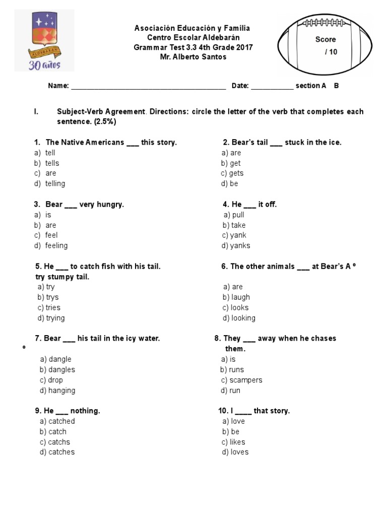Language Test 3.3 | PDF