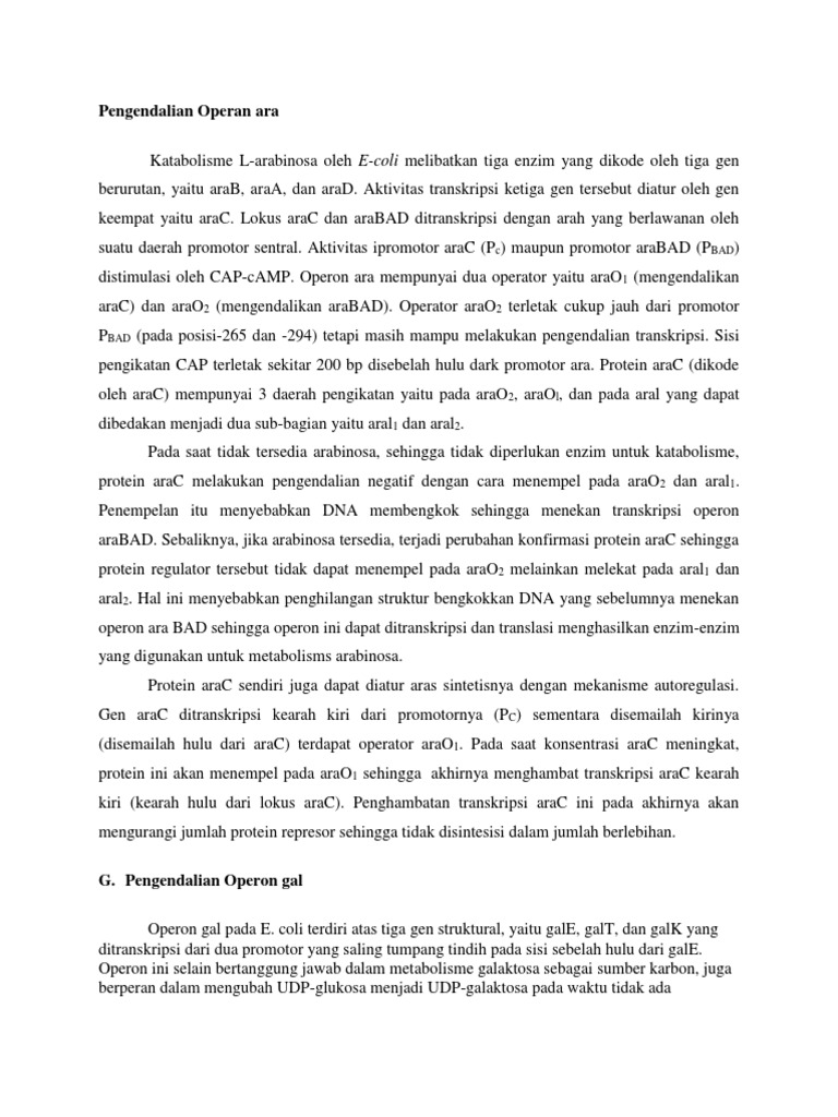 Pengendalian Operon Ara pada E. coli | PDF