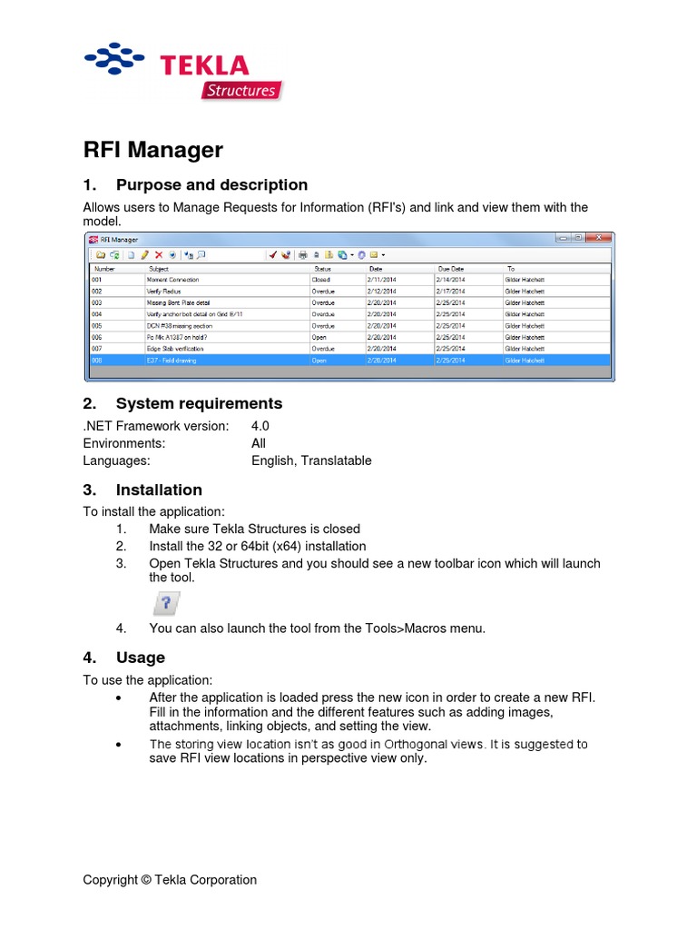 RFI Manager: 1. Purpose and Description | PDF | Icon (Computing) | File ...