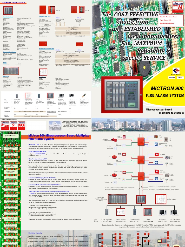 Mictron 900: Fire Alarm System | PDF | Power Supply | Light Emitting Diode