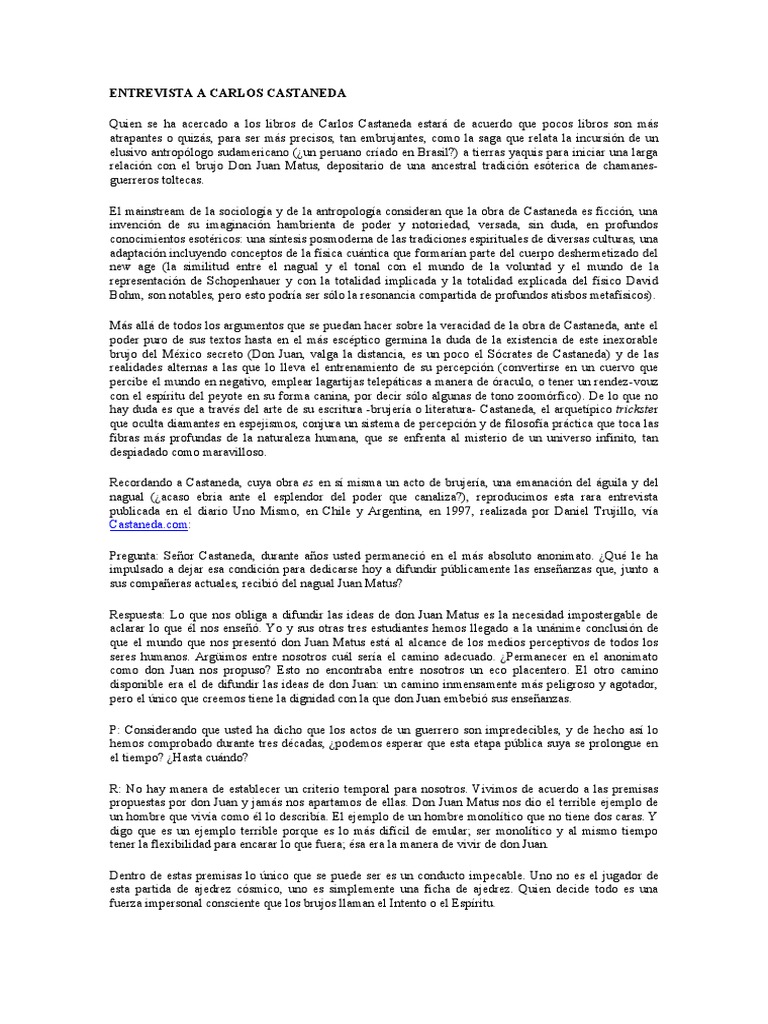 Entrevista A Carlos Castaneda | PDF | Chamanismo | Percepción