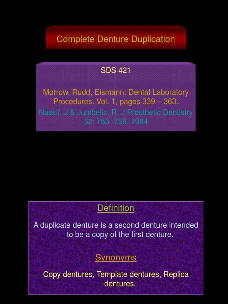 Denture Duplication | PDF | Dentures | Dentistry