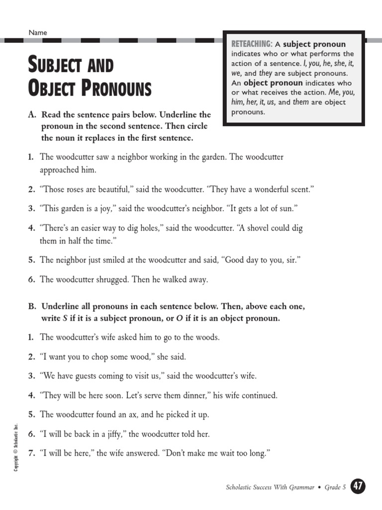 Subject and Object Pronouns | PDF | Pronoun | Linguistics