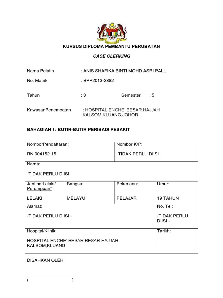 Clerking Case Nasuha - Ed | PDF