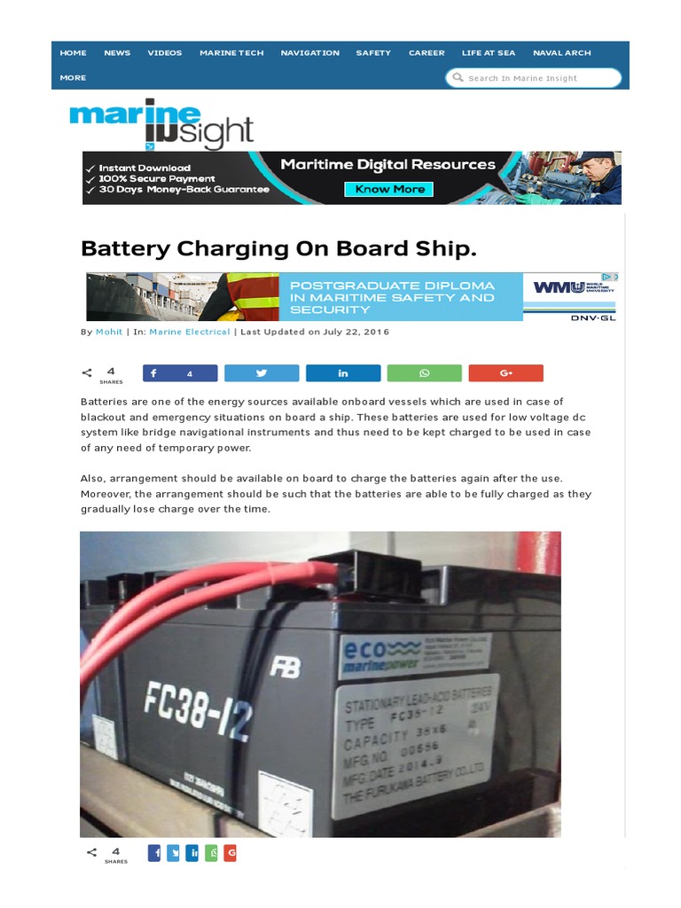 Battery Charging On Board Ship. | PDF | Battery Charger | Direct Current