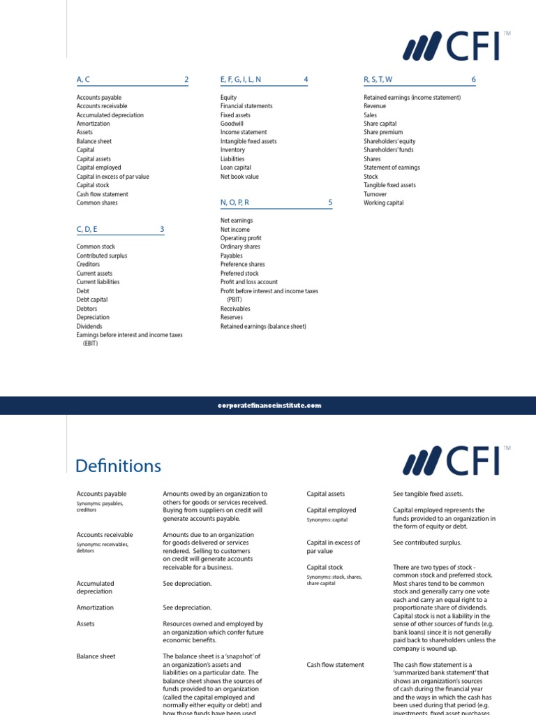 Financial Analysis Glossary | PDF | Book Value | Retained Earnings