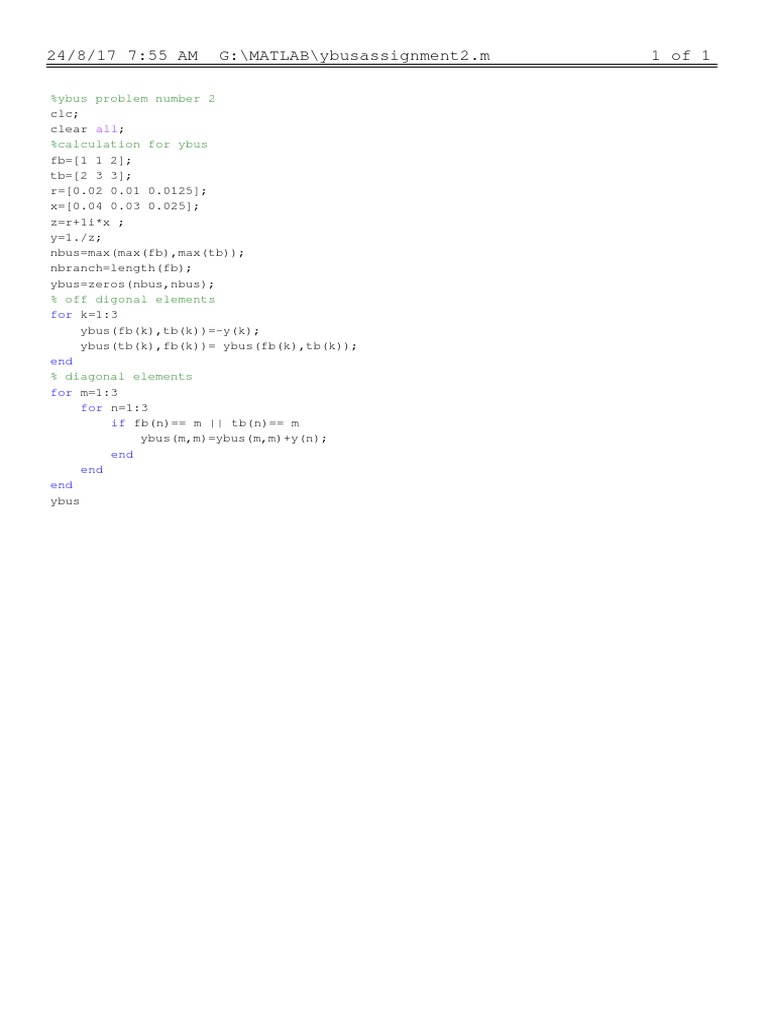 Program For Ybus | PDF