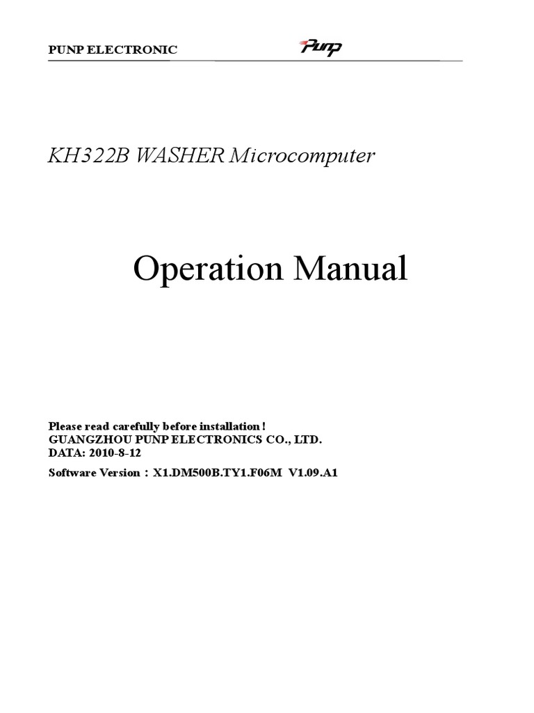KH322B.ty1.F06M.user Manual - Water Wash.V109A1 | PDF | Washing Machine ...