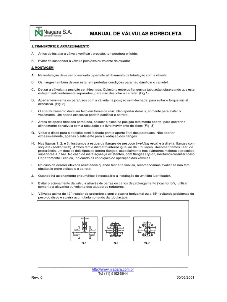 Manual de Instalação de Válvulas Borboleta | PDF | Engenharia Mecânica ...