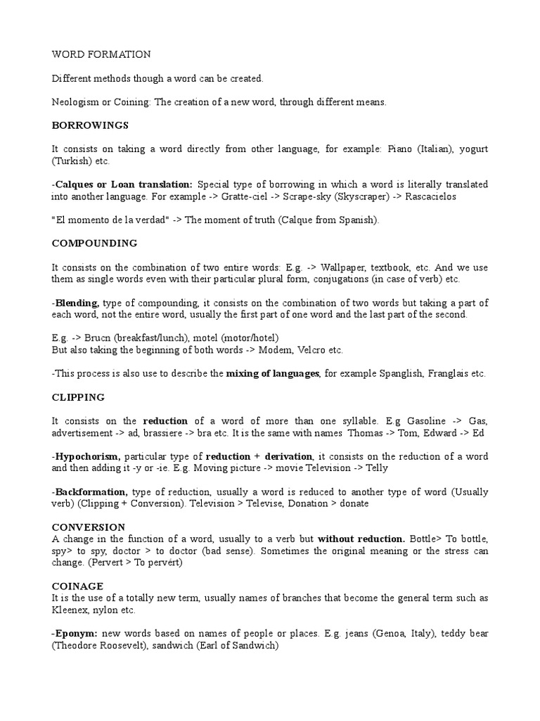 Word Formation | PDF | Acronym | Word