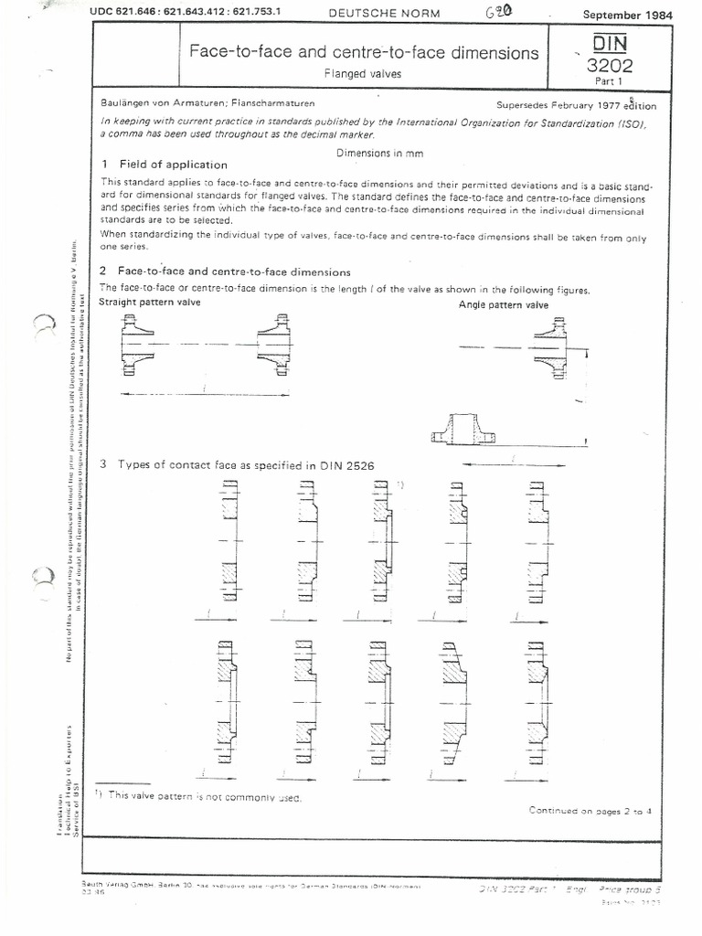 Din 3202 Valves Dimensions PDF | PDF