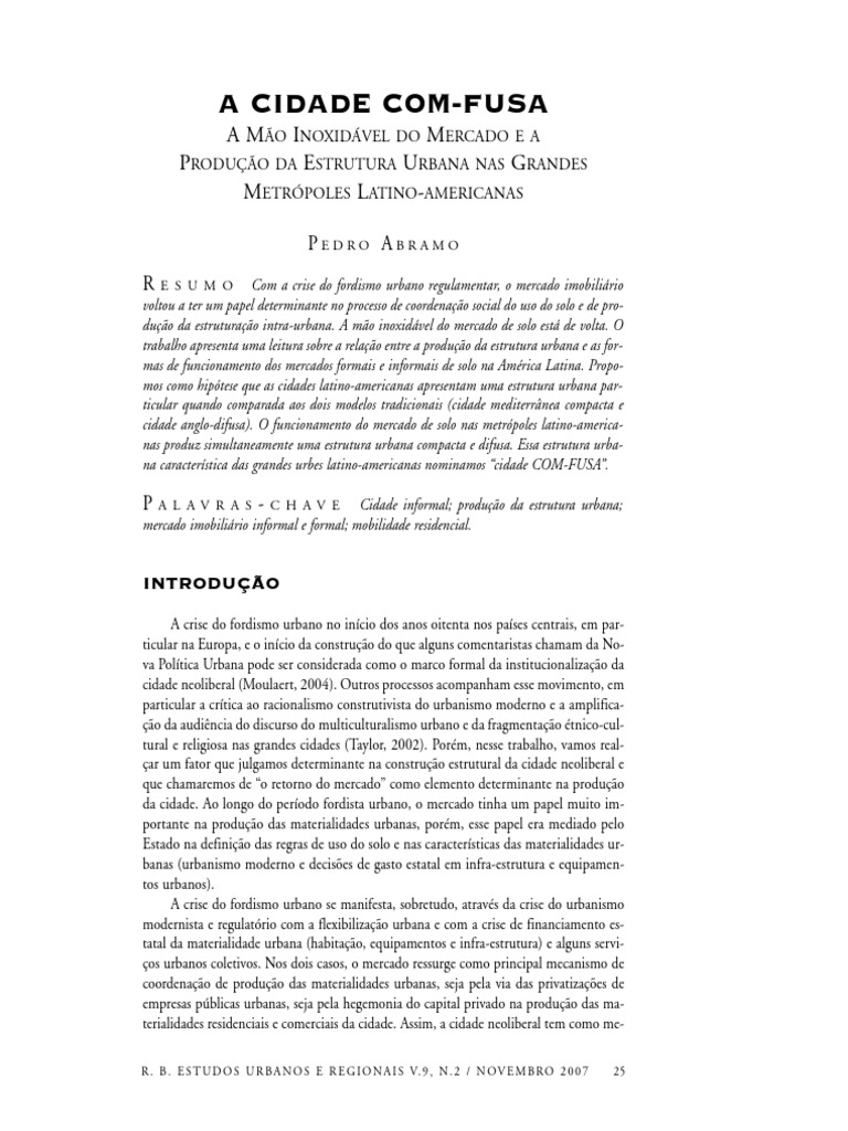 Abramo - A Cidade Com-Fusa PDF | PDF | Economia | Cidade