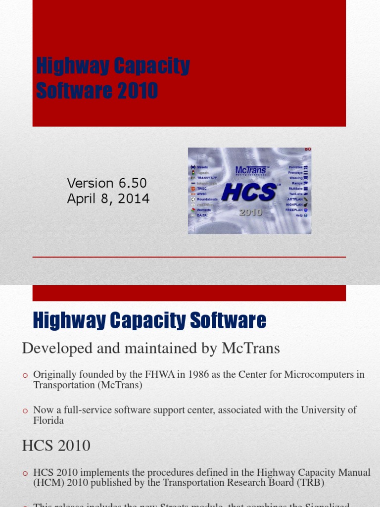 Highway Capacity Software 2010: April 8, 2014 | PDF | Lane | Traffic