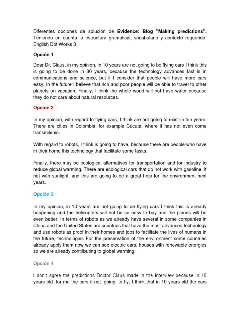 Evidence Blog Making Predictions Respuestas | PDF | Robot | Robotics