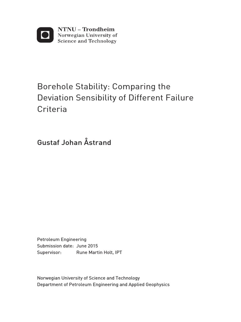 Borehole Stability - Comparing The Deviation Sensibility of Different Failure Criteria | PDF ...