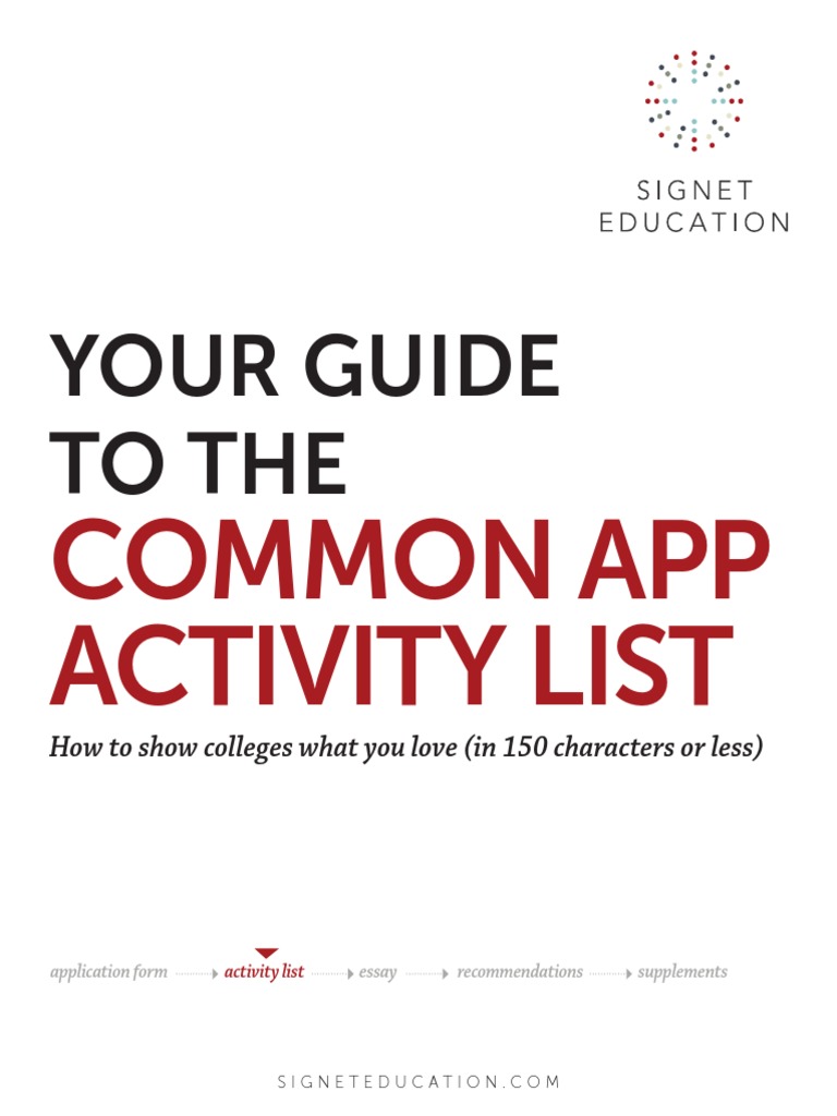 Signet Education: Your Guide To The Common App Activity List | PDF