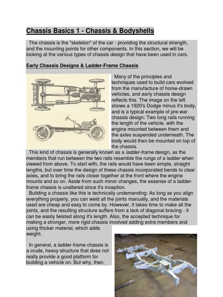 Chassis Basics 1 - Chassis & Bodyshells: Early Chassis Designs & Ladder ...
