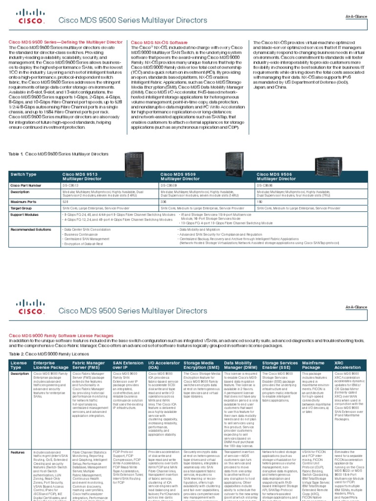 Cisco MDS 9500 Series Multilayer Directors | PDF | Cisco Systems | Data ...