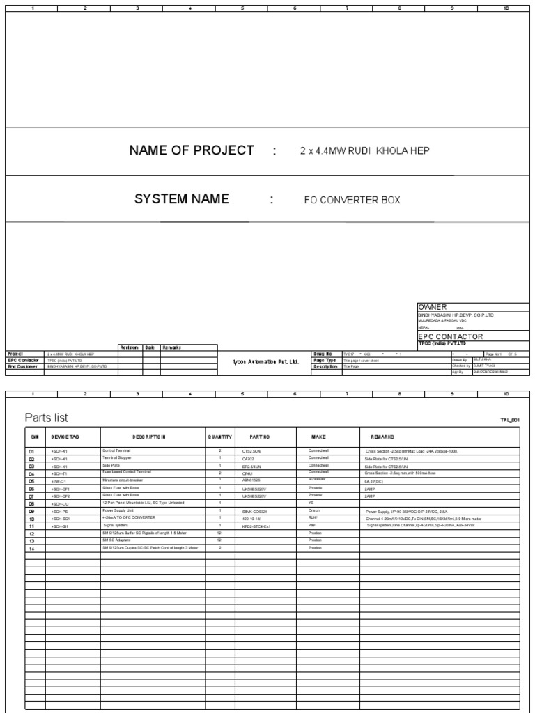 Name of Project:: 2 X 4.4Mw Rudi Khola Hep | PDF | Telecommunications | Electrical Components