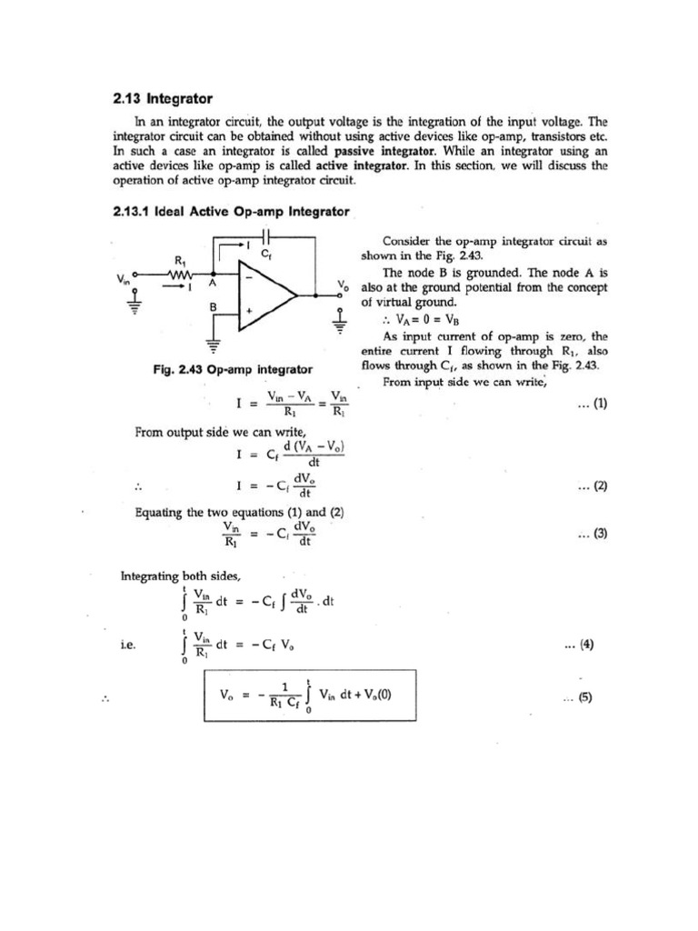 Integrator | PDF | Operational Amplifier | Amplifier