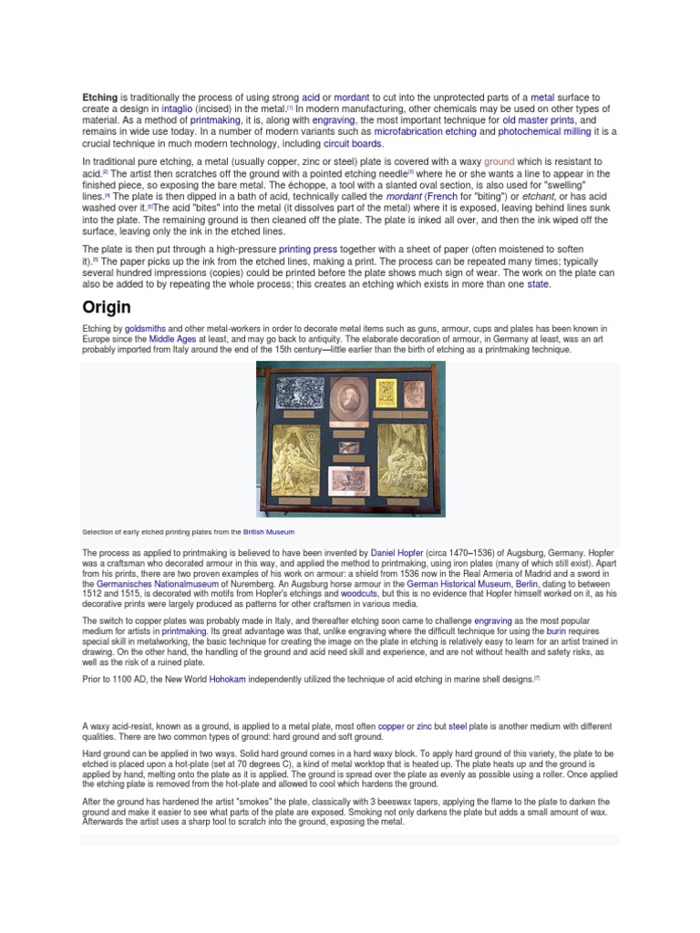 Origin: Etching Is Traditionally The Process of Using Strong | PDF ...