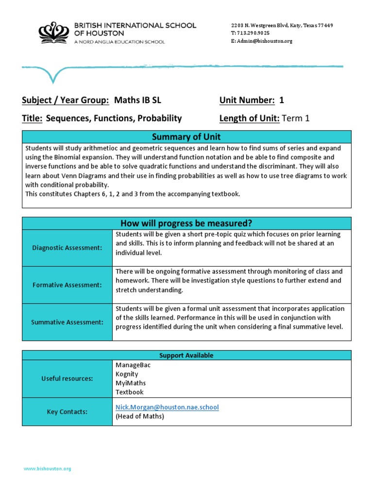 Maths IB SL: Sequences & Probability | PDF
