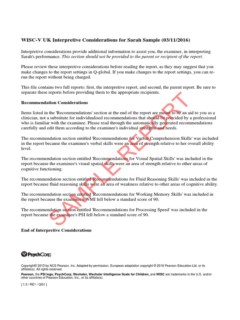 Sample Interpretive Report PDF | PDF | Cognitive Neuroscience | Cognition