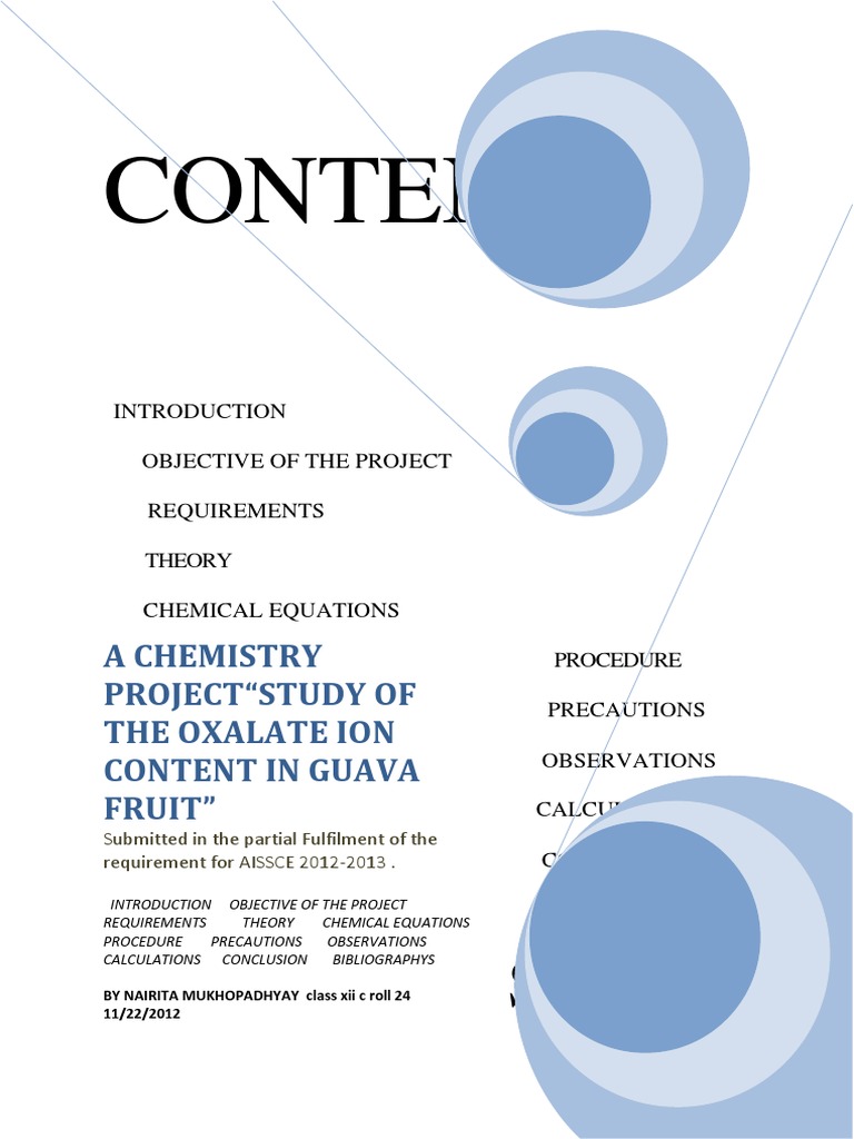 Study: A Chemistry Project"Study of The Oxalate Ion Content in Guava ...