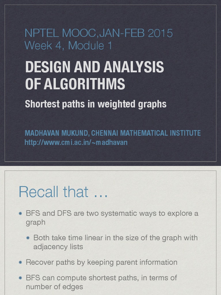 Nptel Mooc, Jan-Feb 2015 Week 4, Module 1: Design and Analysis of Algorithms | Download Free PDF ...