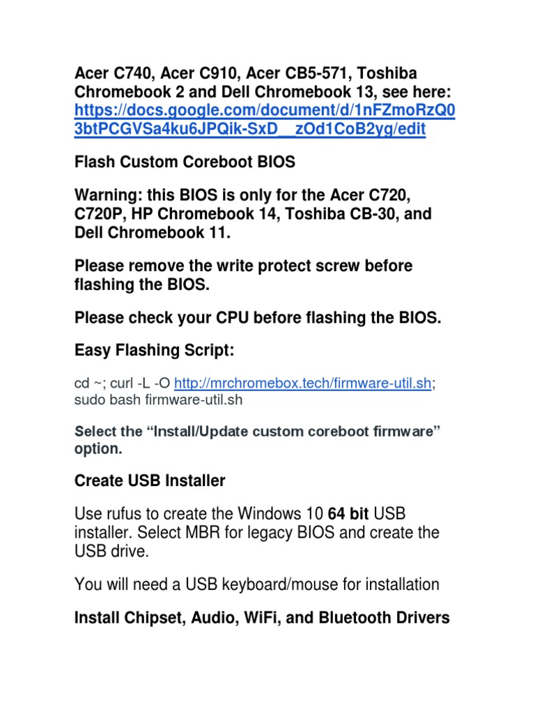 Pasos para Cromebook | PDF | Chromebook | Bios