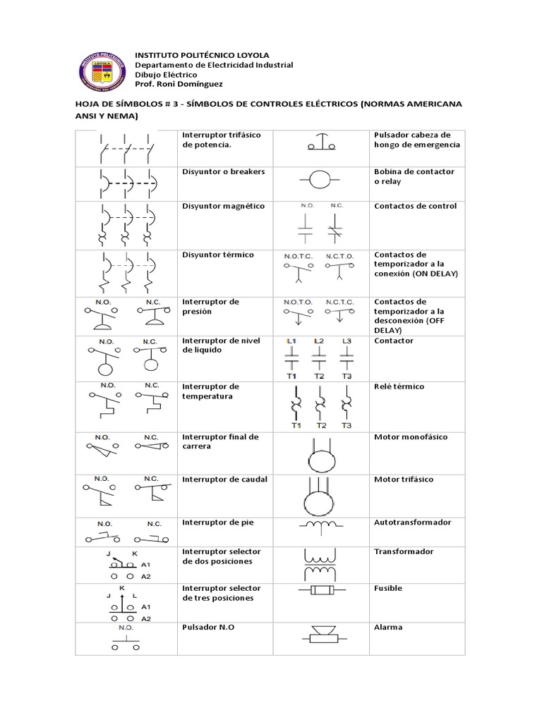 Símbolos Controles Eléctricos Americano | Relé | Componentes
