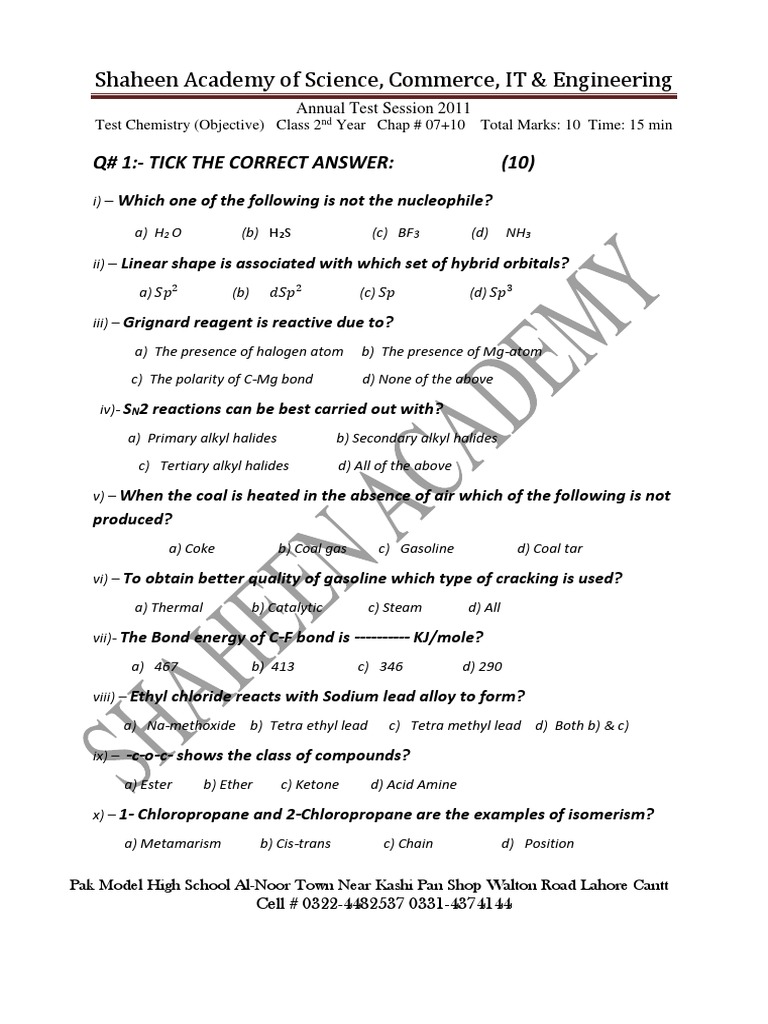 Chemistry 1 2nd Year Ch#7+10+11 | PDF | Chemical Reactions | Alkane