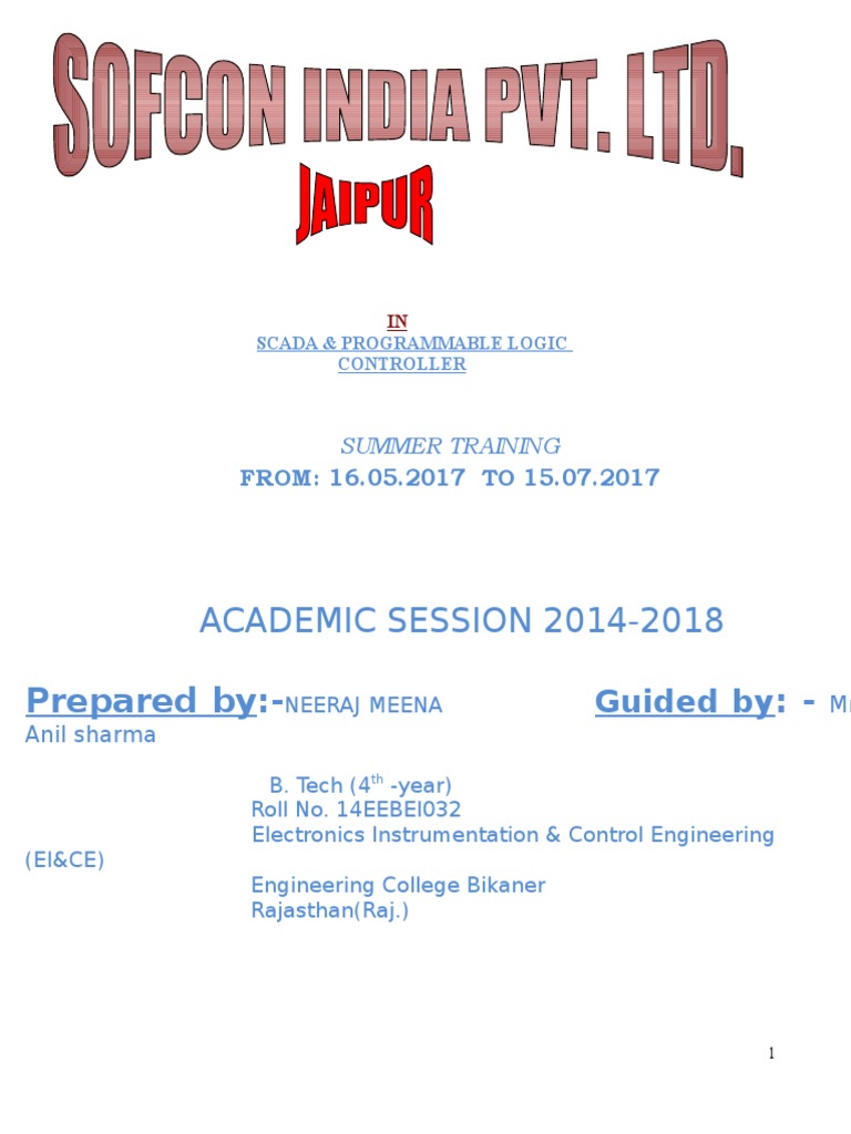 PLC & SCADA Training Report | PDF | Programmable Logic Controller | Scada