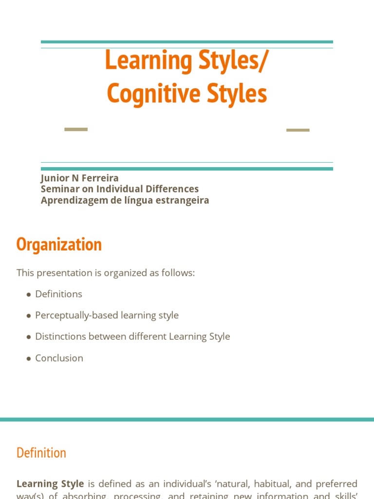 Learning Styles & Cognitive Styles | PDF | Learning Styles | Second ...