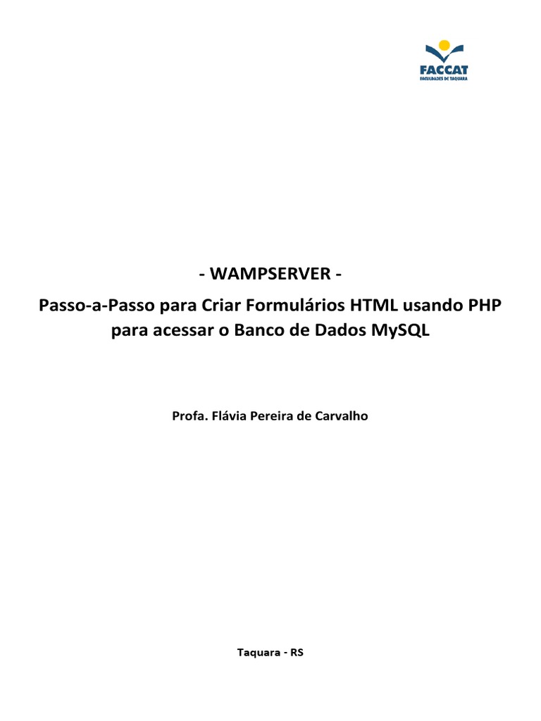Passo A Passo WampServer PDF | PDF | Php | Rede mundial de computadores