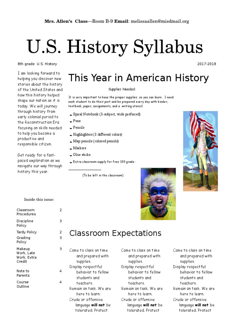 U.S. History Syllabus: This Year in American History | PDF | Homework ...