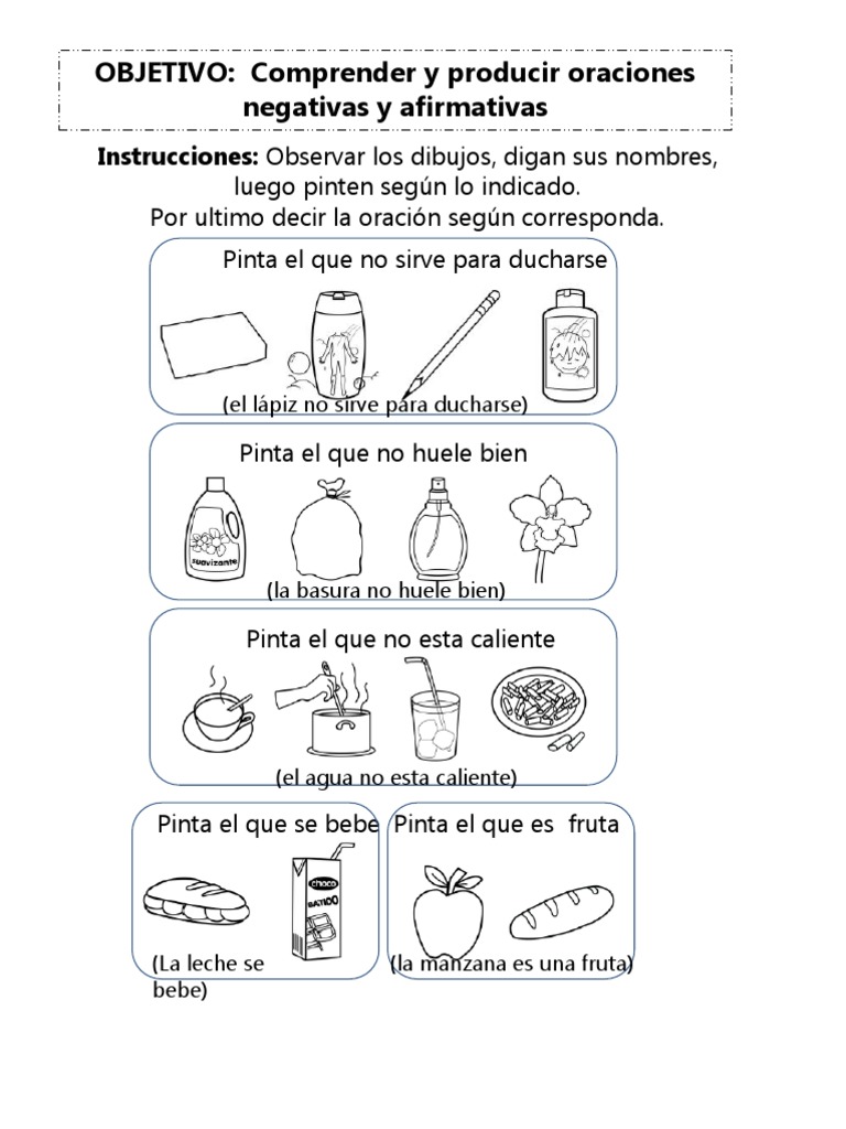 Oraciones Afirmativas y Negativas para Niños | PDF | Artes del Lenguaje ...